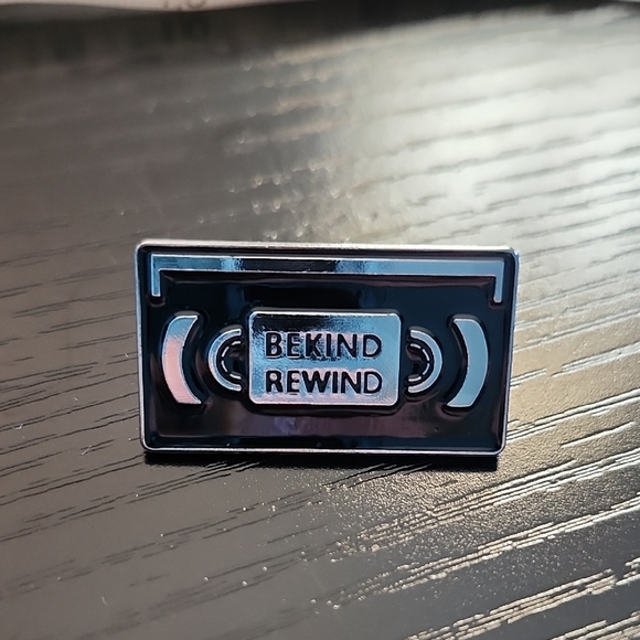 None | Jewelry | Black And Silver Be Kind Rewind Vhs Pin | Poshmark